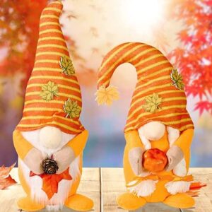 sunflower gnome 2pcs summer fall harvest plush gnomes thanksgiving decorative doll orange maple leaf pumpkin pine cone garden decoration home farmhouse kitchen decor bee shelf tiered tray ornaments