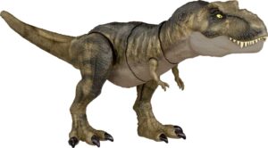 mattel jurassic world dominion dinosaur toy, thrash ‘n devour tyrannosaurus rex action figure with sound & motion