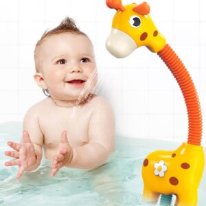 little bado giraffe electric spray water squirt sprinkler baby bath toys bathtub shower pool bathroom toy for infants babies 6-12 months toddlers 1-3 years