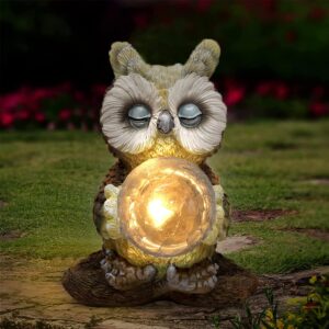 aroil solar owl outdoor lights, gifts for mom/grandma/wife/daughter/sister/aunt/grandma,birthday gifts for women,mother outdoor decor,yard decorations,garden solar powered decor,mom's best gift