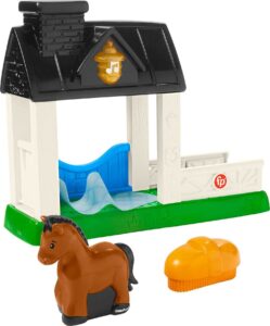 fisher-price little people toddler toy horse stable playset with lights sounds & figure for preschool pretend play kids ages 1+ years