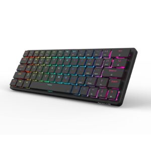 redragon k624 pro mechanical gaming keyboard rgb led backlit 63 key wired/wireless 2.4g and bluetooth low profile with anti-dust blue switches (black)