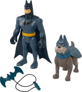 fisher-price dc league of super-pets preschool toys batman & ace the hound poseable figure set for pretend play kids ages 3+ years