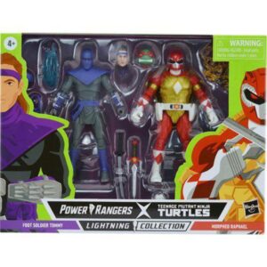 power rangers x tmnt foot soldier and red ranger figures