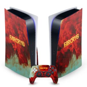 head case designs officially licensed far cry 6 graphics logo vinyl faceplate sticker gaming skin decal cover compatible with sony playstation 5 ps5 disc edition console & dualsense controller