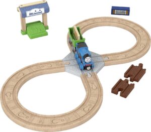 thomas & friends wooden railway toy train set figure 8 track pack with thomas wood engine for preschool kids ages 3+ years (amazon exclusive)