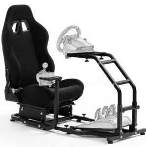 marada adjustable racing simulator cockpit with comfort racing seat fit for logitech/thrustmaster g25 g27,g29 g920 g923 t80 t300rs tx f458 t500rs, race driving sim stand no steering wheel/pedal