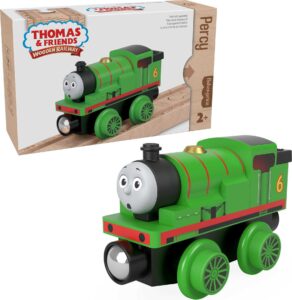 thomas & friends wooden railway toy train percy push-along wood engine for toddlers & preschool kids ages 2+ years (amazon exclusive)