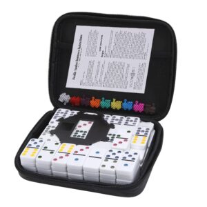 demteric mexican train dominoes set double 12 dominos travel set family board games set 91 colored dot tiles with portable anti-collision case