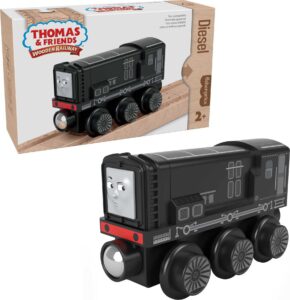 thomas & friends wooden railway toy train diesel push-along wood engine for toddlers & preschool kids ages 2+ years