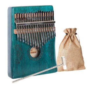 kalimba thumb piano 17 keys, portable mbira finger piano gifts for kids and adults music instrument thumb pianos - 17 keys green