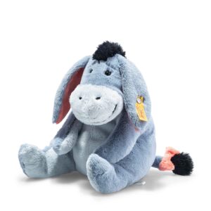 steiff disney soft cuddly friends eeyore, premium stuffed animal, bluish gray, over 9.5" tall,024603