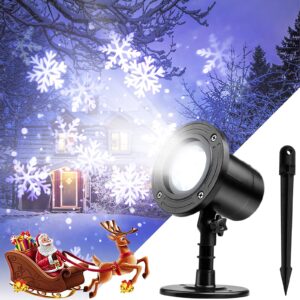 christmas snowflake projection lights, coniengk led outdoor projector lamp, ip65 waterproof outdoor landscape lighting snowfall night light for xmas, holiday, party, garden, patio, home decor