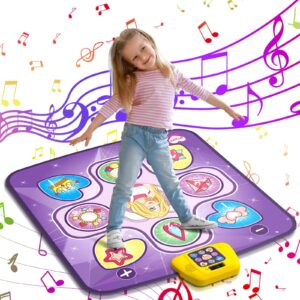 beefunni dance mat, girls toy gift for ages 3 4 5 6, led dance pad with 5 fun game modes, adjustable volume, 3 challenge levels, built-in music, birthday present for 3 4 5 6 year old girls(non-slip)