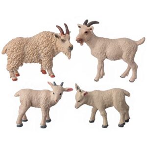 jokfeice animal figures 4pcs plastic white goat animals action model science project, learning educational toys, birthday gift, cake topper, for kids