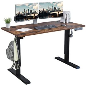 radlove electric standing desk 48 x 24 inches, height adjustable computer desk sit stand desk home office desks with splice board and a under desk cable management tray, rustic brown top/black frame