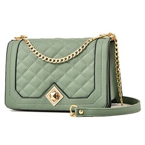 travistar crossbody bags for women small handbags pu leather shoulder bag ladies quilted purse evening bag fashion clutch satchels sling bag with gold chain strap, green