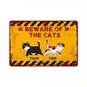 hhld beware of the cats personalized doormat, home decor, vintage doormats, cat rug, cat decor for cat lovers, cats outdoor garden decor, decor indoor/outdoor area rug