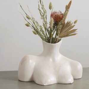 lemonadeus feminine body vases, feminine curve vase ceramic charming breast vases for modern bohemian home decoration bust pot body vase female form flower vases (white)