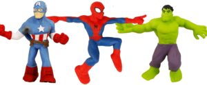 ja-ru marvel avengers stretchy toys heroes squish & pull toys (3 units assorted) hulk captain america & spiderman calming fidget toy, stress toys for kids & boys toys def-6900-3