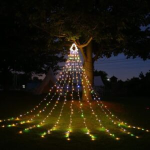 gihoo christmas lights 317 led 10ftx9 outdoor tree string lights led icicle string lights christmas new year garland outdoor for bar home wedding party garden christmas tree lights (multi-colored)