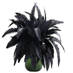 3 pieces of artificial boston fern leaf plants, fake shrub flowers indoor and outdoor home garden balcony decoration, diy decorative flower pot filling, indoor decoration (14 inches，black)