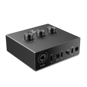 usb audio interface with 1x xlr/trs 1x 1/4" 2x rca usb, black