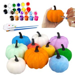 jiabnukkn pumpkin decorations halloween crafts for kids 10pcs paint your own artificial pumpkin white plastic pumpkin decorating kit gift toys for kids diy halloween thanksgiving fall pumpkin decor