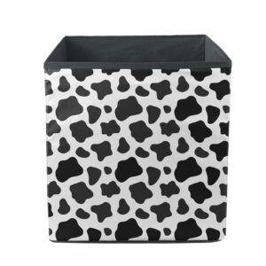 dremagia cow print foldable toy storage box bin open large fabric organizer basket for bedroom closet shelf,white and black