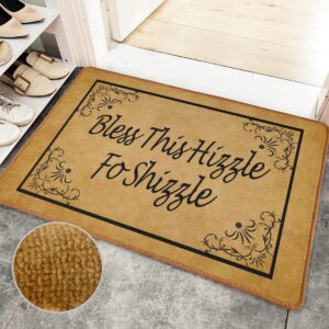 funny doormat,bless this hizzle fo shizzle welcome mat,non-slip outdoor indoor backing doormat garden entryway rubber rug home decor