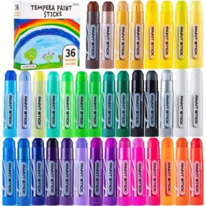 joyin 36 colors assorted washable tempera paint sticks, quick drying and no mess paint sticks for arts and crafts project, art easter gifts for your kids and artists