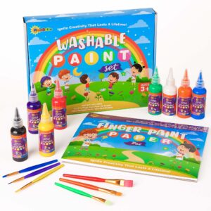 kids paint washable paint for kids non toxic paint for toddlers washable - finger paint paper for painting kids washable paint set brushes | toddler paint set for kids paint set, toddler painting set