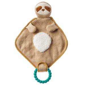 mary meyer knitted nursery lovey with silicone teether, 10-inches, sloth