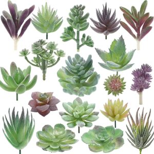 18 pcs artificial succulent flocking plants, mini unpotted natural color plastic floral arrangement for home decor indoor garden arrangement thanksgiving gift