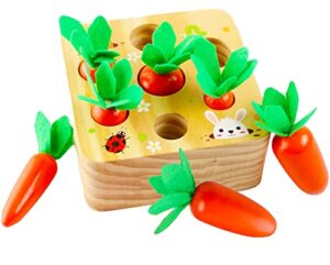 loojoy wooden toddlers carrots toys shape size sorting matching puzzles gripping action carrot harvest game for fine motor skill