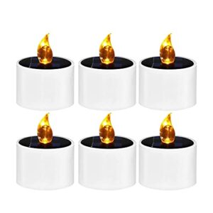 solar lantern tea lights candles, flameless rechargeable flickering led candle lights, outdoor waterproof for garden, yard, pathway, balcony, wedding, party, holidays, home décor