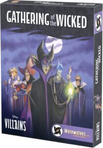 disney villains gathering of the wicked party game | horror card game | strategy game for adults and family | ages 10+ | 8-18 players | average playtime 30 minutes | made by zygomatic