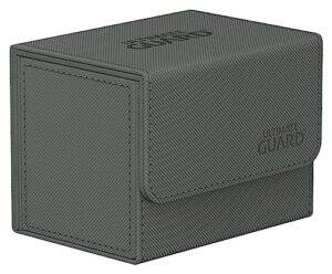 ultimate guard sidewinder 80+, deck box for 80 double-sleeved tcg cards, grey, magnetic closure & microfiber inner lining for secure storage