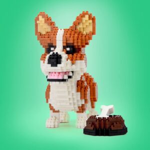 uvini building blocks pets, bricks corgi, micro bricks dog animal building toy bricks dog for kids 10,11, 12, 13, 14, teens or adult, 1380 pieces