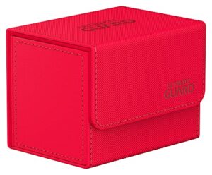 ultimate guard sidewinder 80+, deck box for 80 double-sleeved tcg cards, red, magnetic closure & microfiber inner lining for secure storage