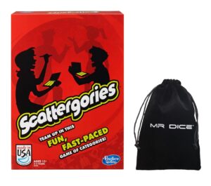 scattergories game of categories bundle with mr dice drawstring bag