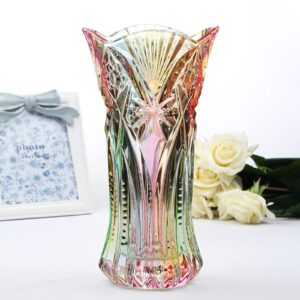 lavenor flower vase crystal glass vase colorful rustic flower vase for table centerpiece home decor, wedding or gift(sun flower style)