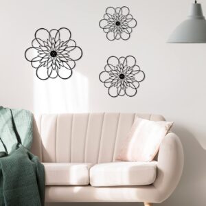 3 pieces metal flower wall decor rustic galvanized metal flower hanging metal flower wall art wire outline wall flowers decor for home bedroom bathroom kitchen garden wall art (1 style)