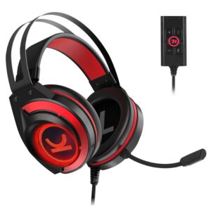 ez.winpow pc gaming headset, video game stereo headphone with 7.1 surround sound with noise canceling mic & memory foam ear pads for pc/ps5/ps4/xbox one/nintendo switch red