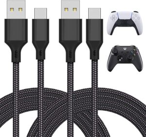 ps5 charging cable with 13.4ft, 3a 1.5h fast full charged (2 pack)