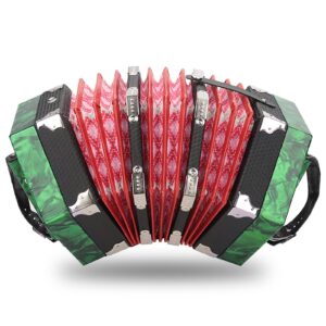 gaeirt professional concertina, 20 buttons accordion with strap and carrying bag beginner musical instrument for daily practice stage performance(green), gaeirtgp4ty3d1wx4925-03