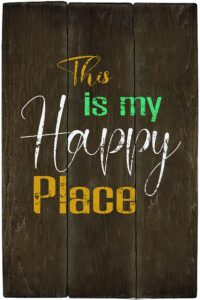 sacoink this is my happy place - kitchen porch wall decor metal sign, vintage lake cabin art door decorations my house our sweet home garden farmhouse gift, 8x12 inch