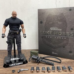 the rock action figure as luke hobbs limited edition fast and furious - model dah-03 fabric clothing - heavy machine gun, ammo box, pistol, 4 hands - merchandise by beast kingdom