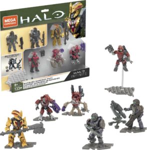 mega halo infinite toy building sets, banished garrison pack with 6 micro action figures, accessories and buildable rocket launcher