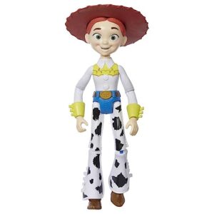 mattel disney and pixar toy story large action figure, posable jessie collectible in signature cowgirl look with removable hat, 12-inch scale